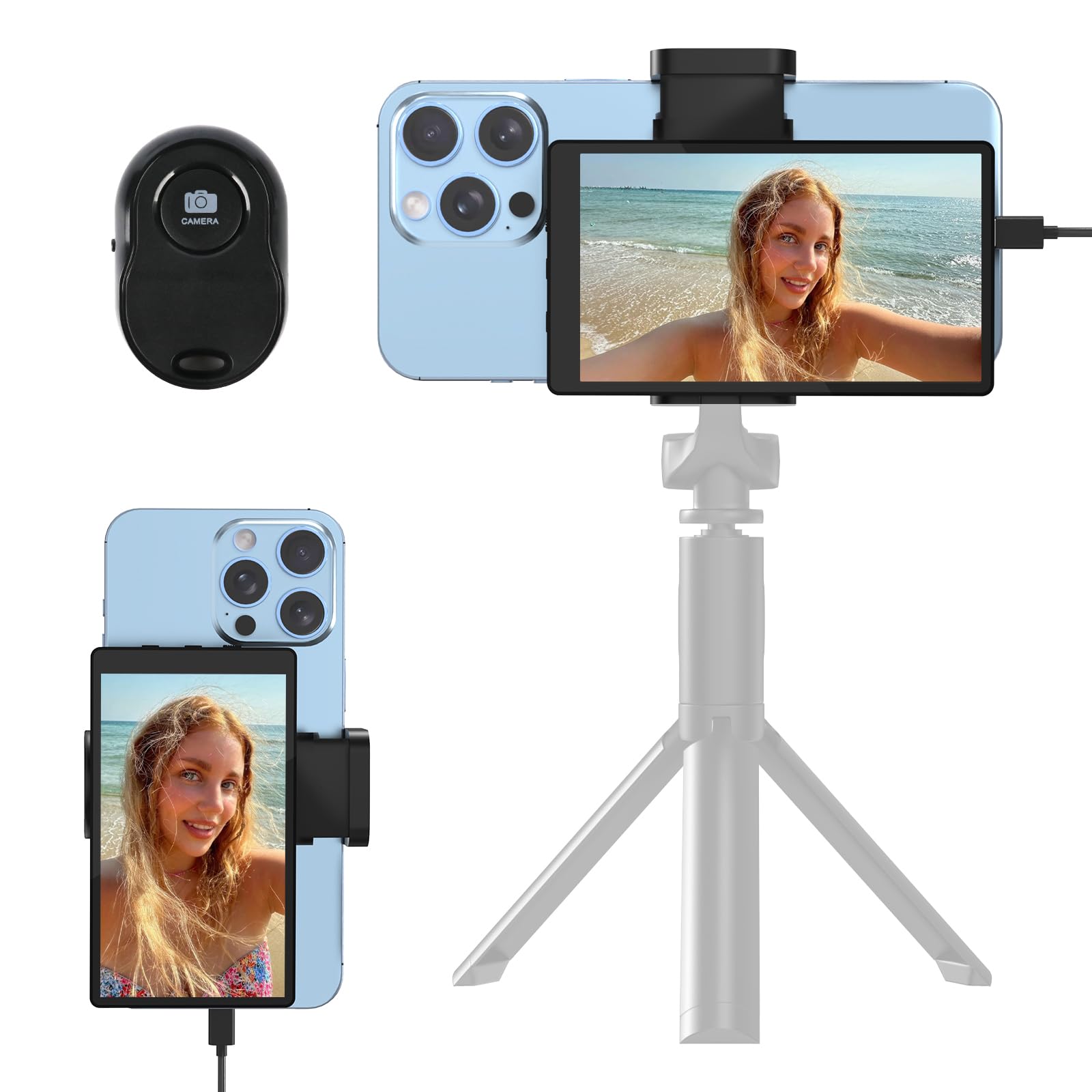 Amazon.com: APEKX 5" Selfie Monitor Screen for iPhone Vlog, Magnetic ...