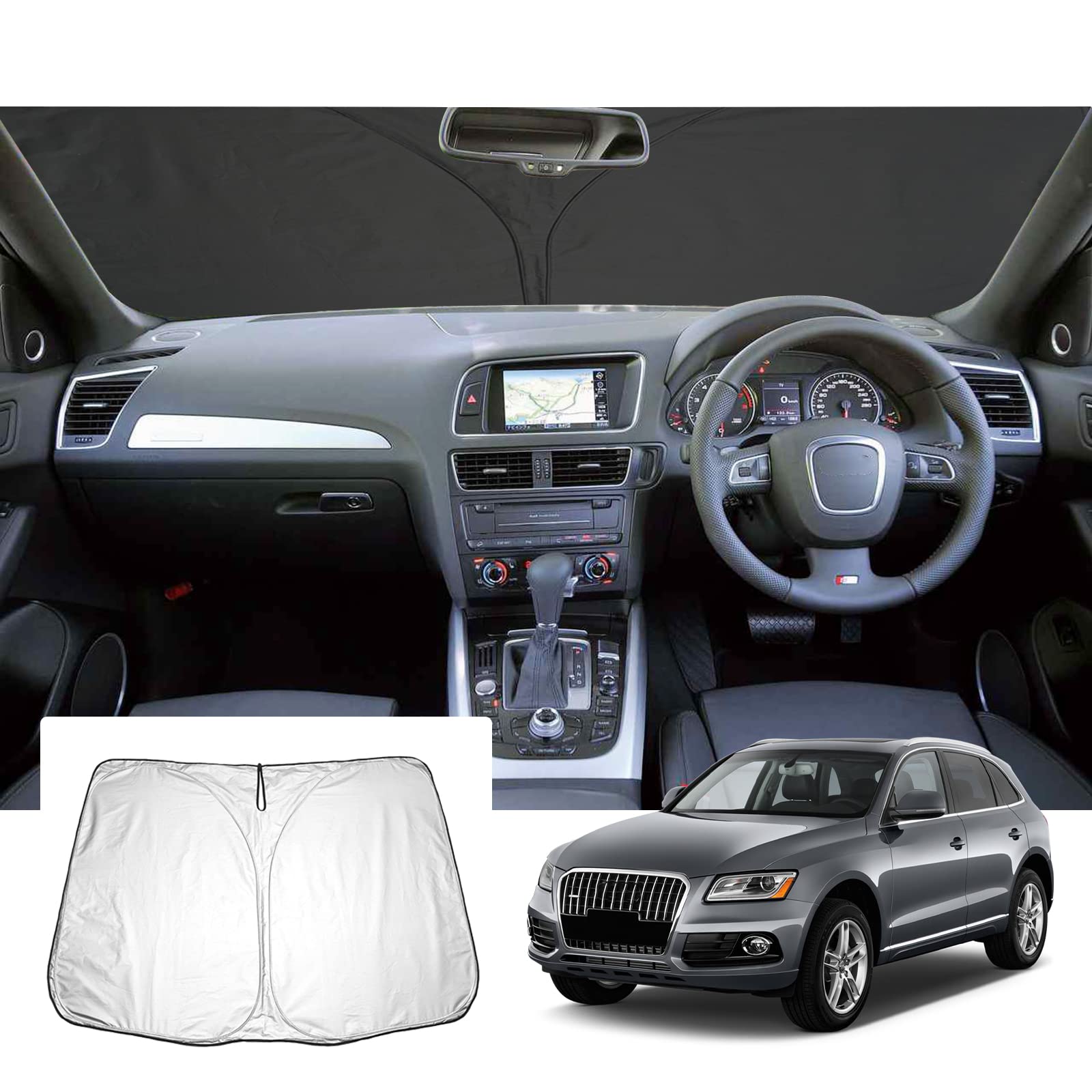 Amazon | 【GAFAT】diAu アウディ Q5 8R 初代 SQ5 2009-2017 新型 専用 車用サンシェード フロントガラス ...