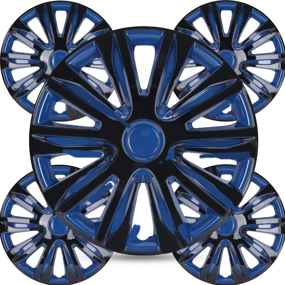 Amazon.com: Winjet Universal Hubcaps Black Lacquer& Blue Lacquer Wheel ...