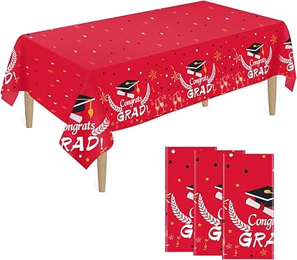 Amazon.com: tujol 3 Pack Graduation Tablecloths 54"x108" Plastic Class ...