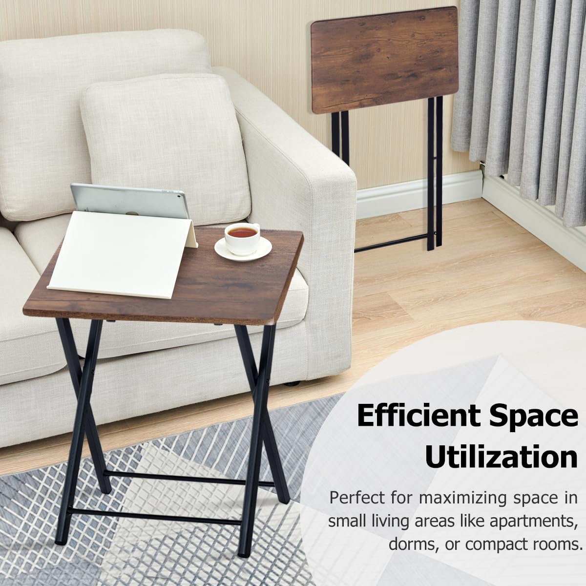 Snapklik.com : Folding TV Tray Tables, Foldable Side Table Dinner Trays ...