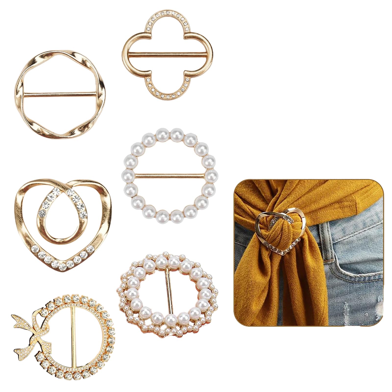 Amazon.com: 6PCS Scarf Ring Clip - T-shirt Ties Clips Clothes Corner ...