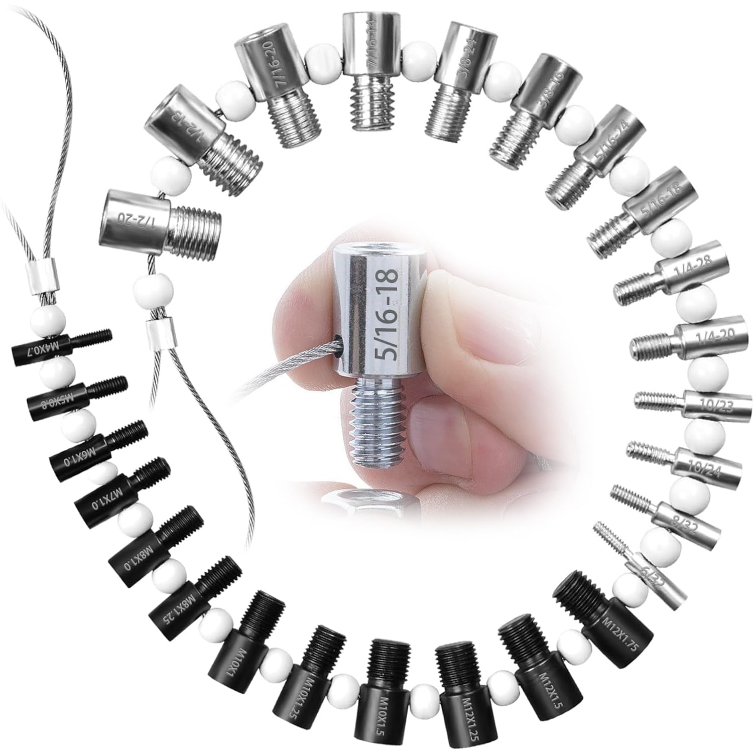 Nut and Bolt Thread Checker (Inch & Metric) -26 Male/Female Thread ...