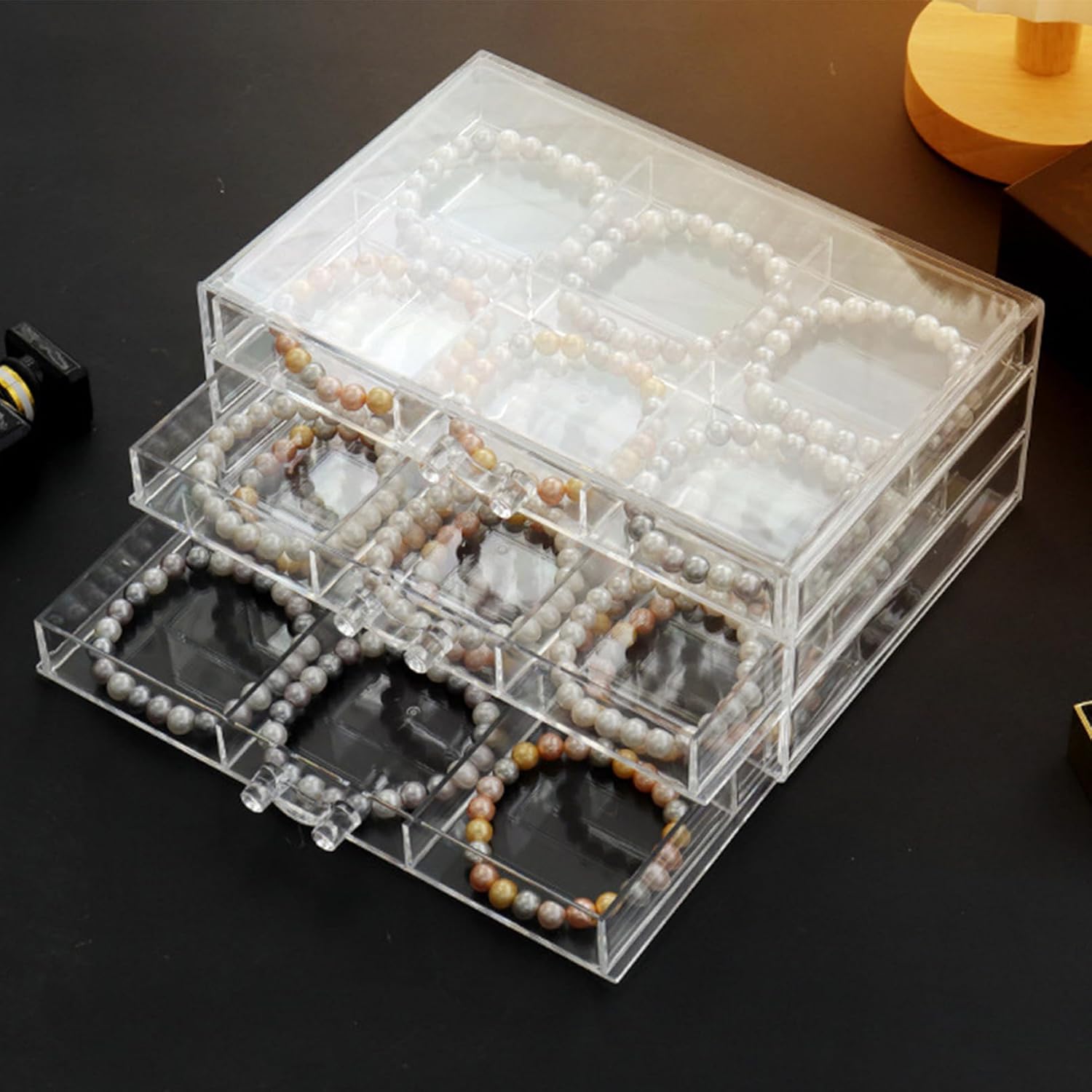 Nwvuop Clear Acrylic Jewellery Organiser 18 Grids Bracelet Storage Box ...