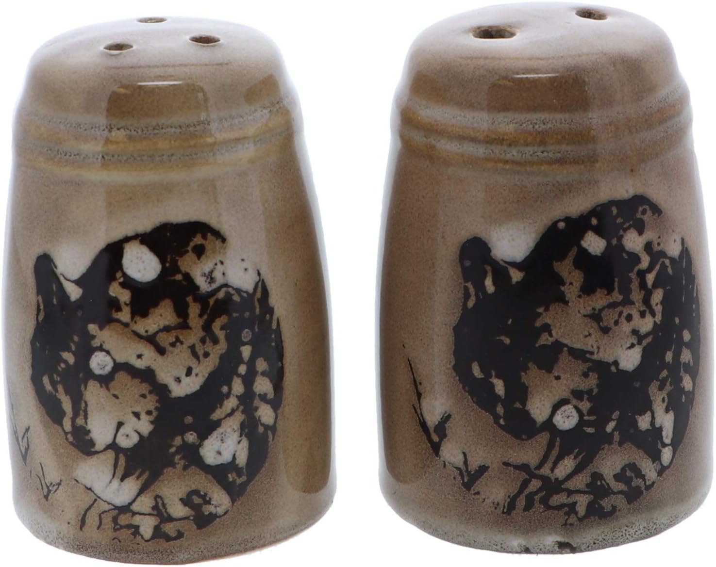 Amazon.com: Decorative Gray Wolf Glass Salt and Pepper Shaker Set with ...