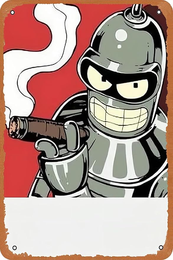 Amazon.com: Muecddoa Metal sign - Bender Futurama Noir Retro Poster Bar ...