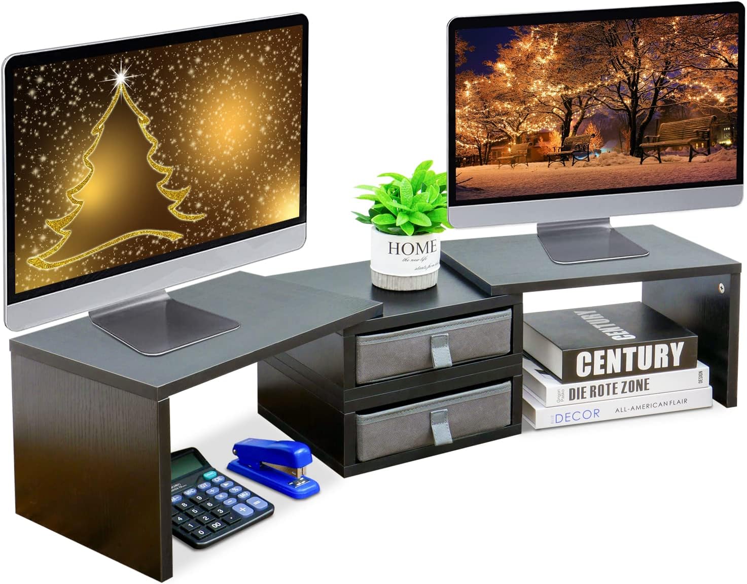 Amazon.com: Dual Monitor Stand Riser, 3 Shelf Acrylic Monitor Stand ...