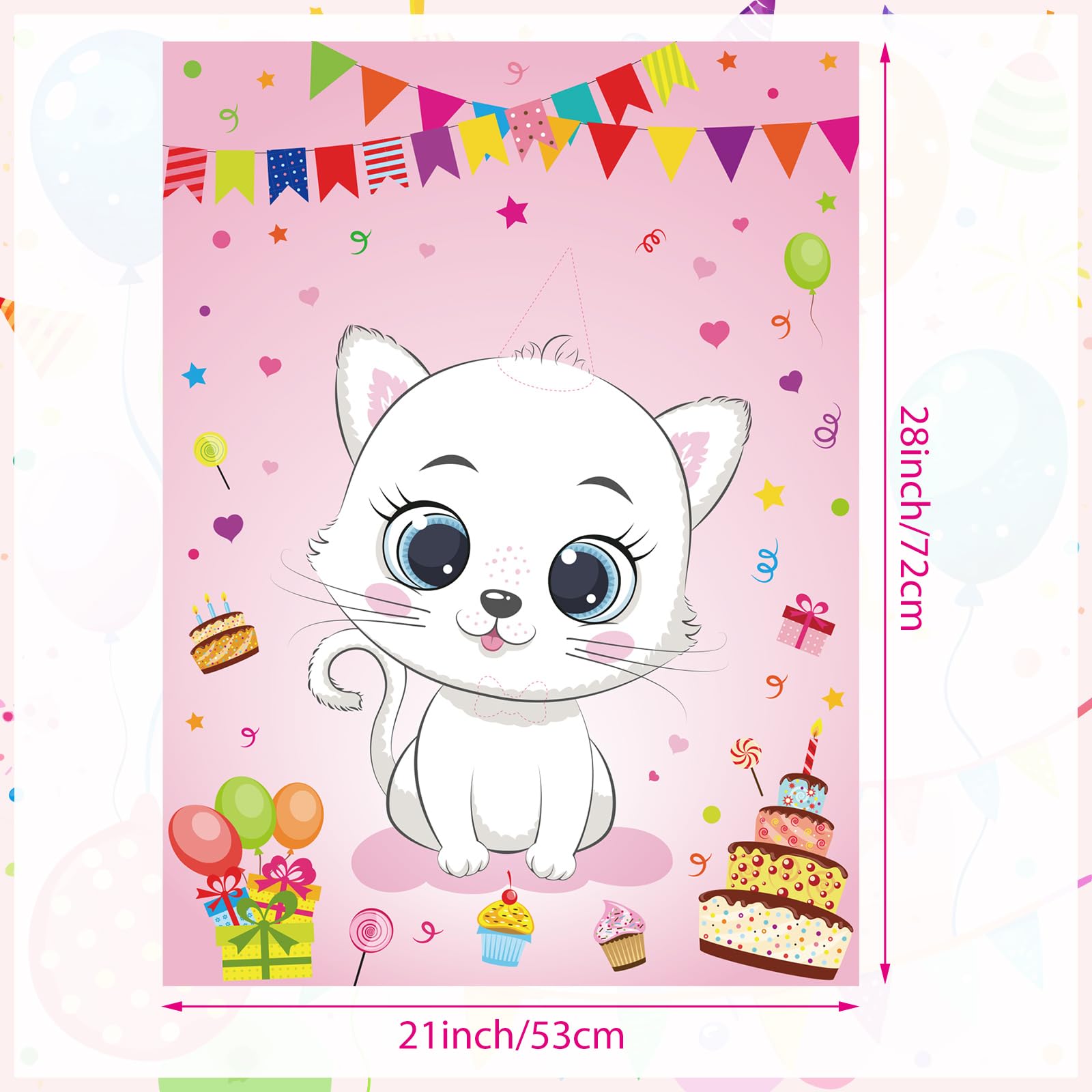 Snapklik.com : Cat Party Game For Kids Pin The Hat Bow Tie On The Cat ...