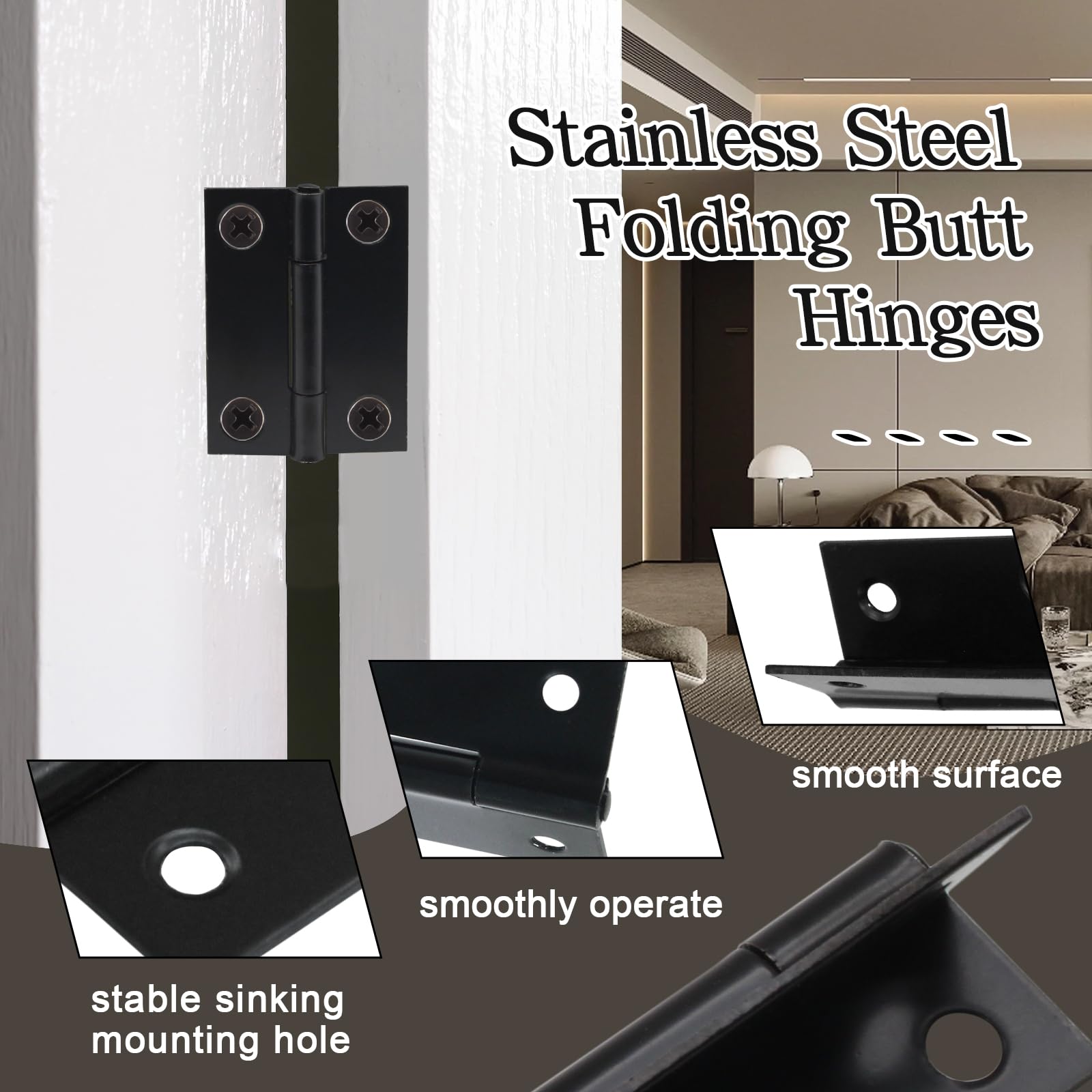 Snapklik.com : Luomorgo 20 Pack 2 Inch Mini Hinges Butt Hinges, Stainless Steel Cabinet Hinges ...