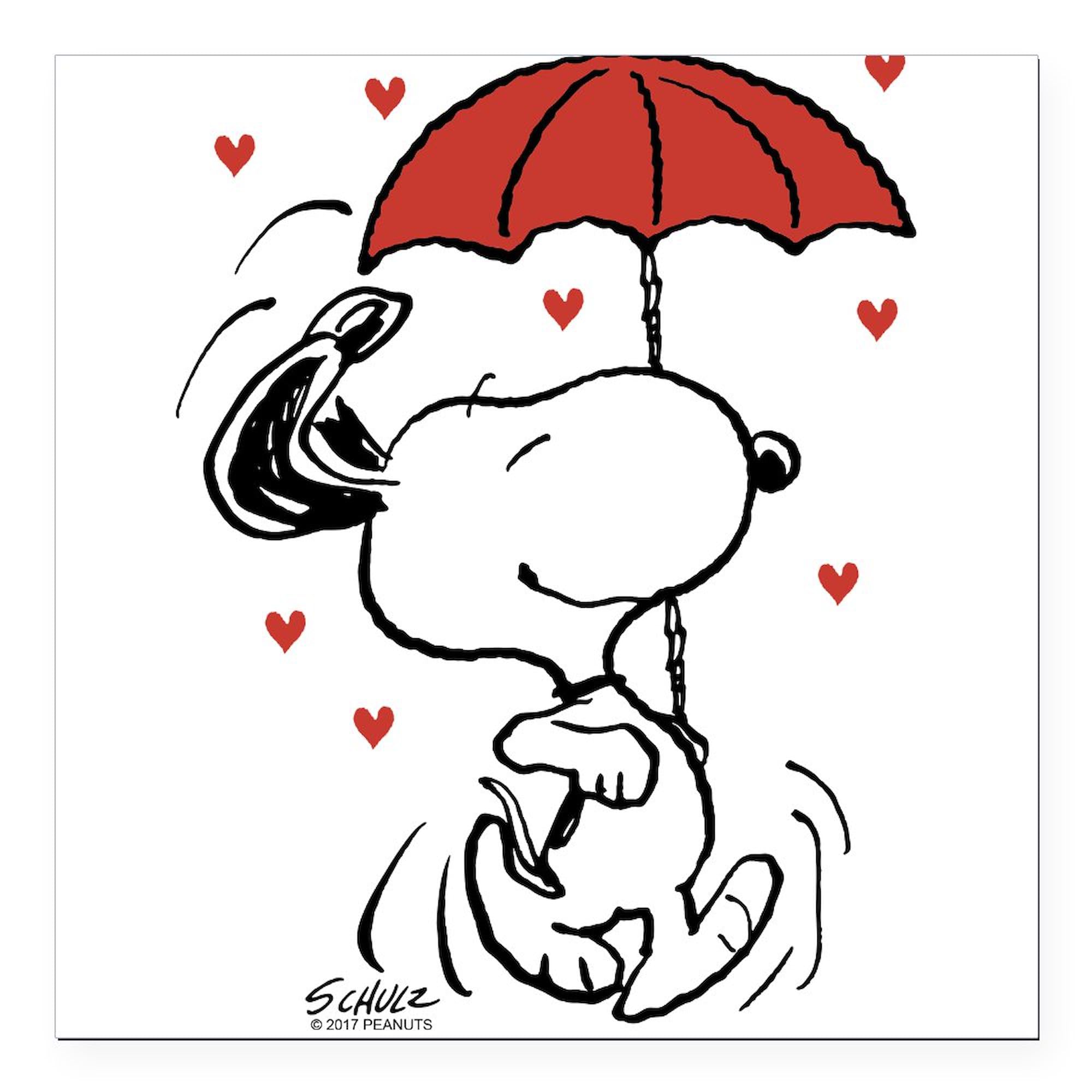 Amazon.com - CafePress Snoopy On Heart Square Car Magnet 3 X 3 Square ...