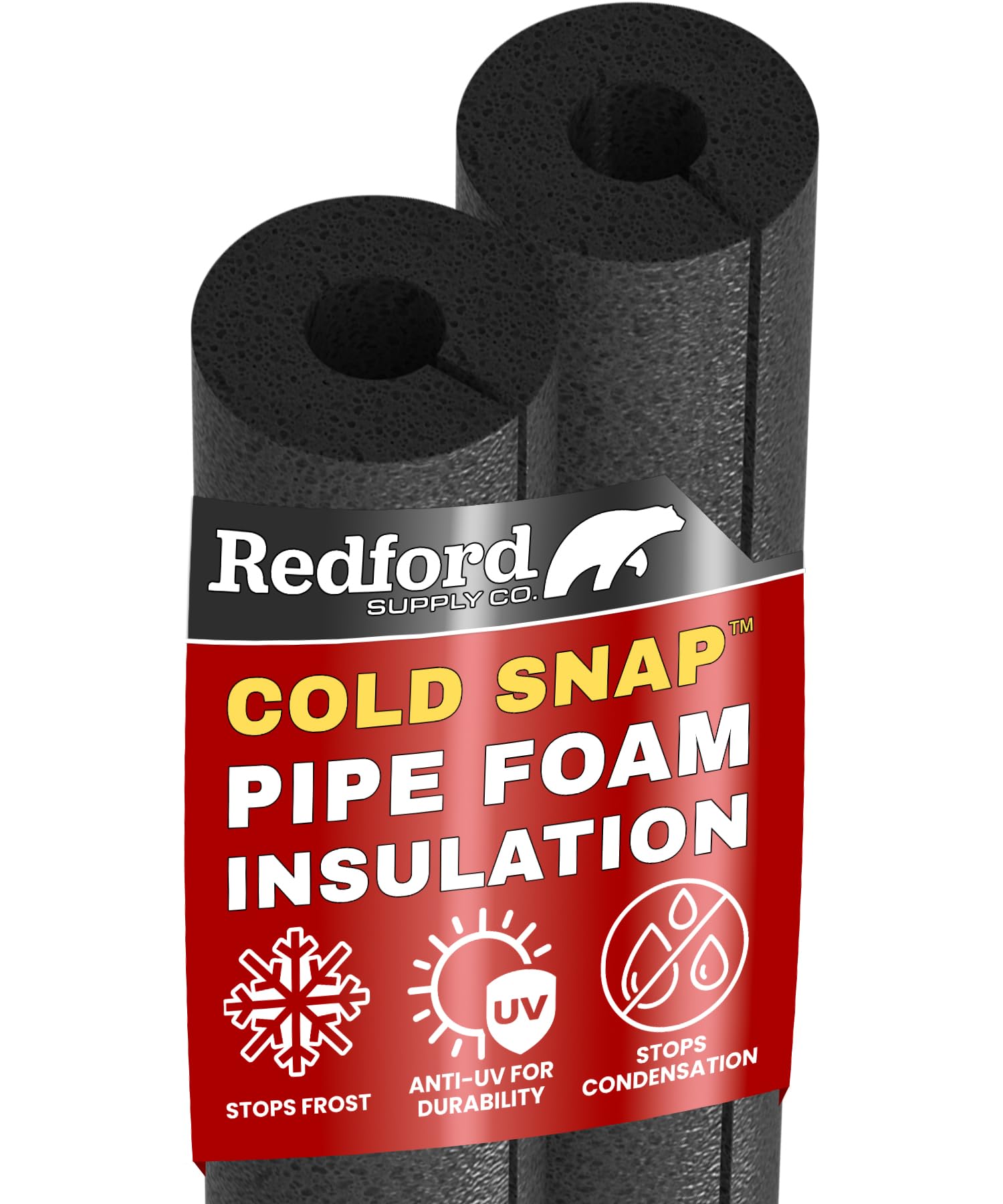 Redford Supply Co. 2 Pack Outdoor Pipe Insulation Foam Tube, 0.6" ID x ...