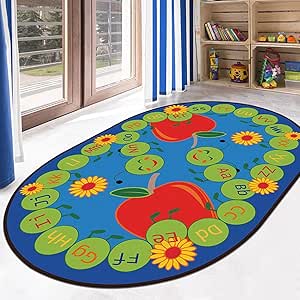 Amazon.com: Kids' Rugs Kindergarten Oval Caterpillar 36 Letter Carpet ...