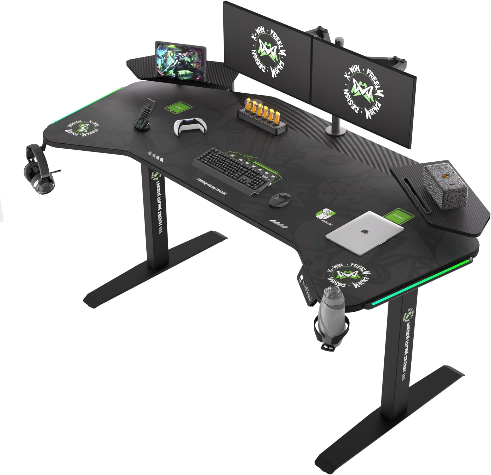 Amazon.com: X-WIN 63" Standing Gaming Desk, Wing-Shaped Computer Desk ...