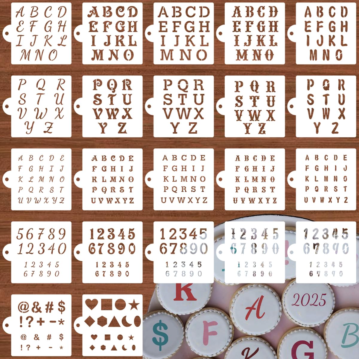 Amazon.com: Alphabet Letter Stencils for Cookies Decorating - 22 Pack ...