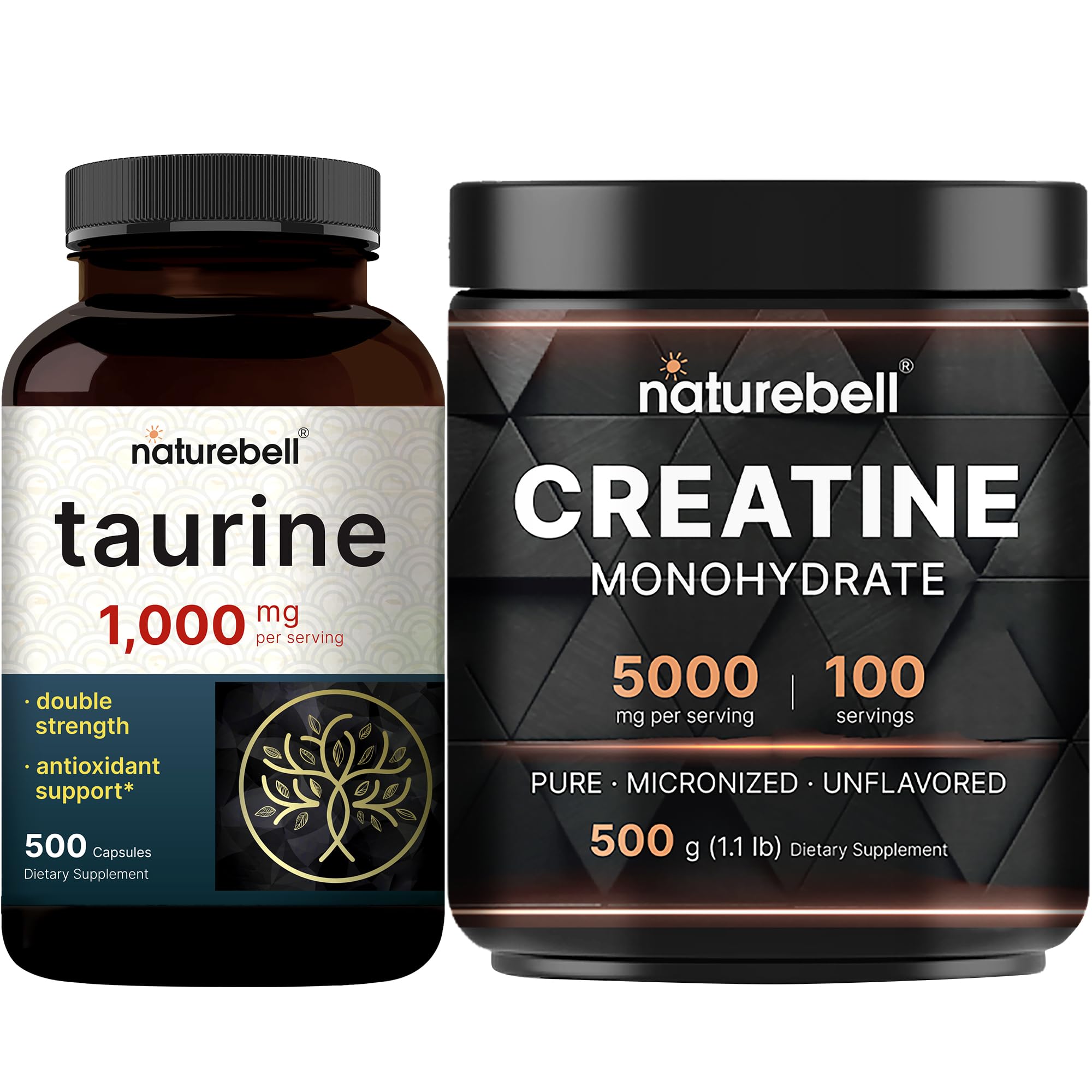 Amazon.com: NatureBell Creatine Monohydrate Powder & Taurine Capsules 1 ...