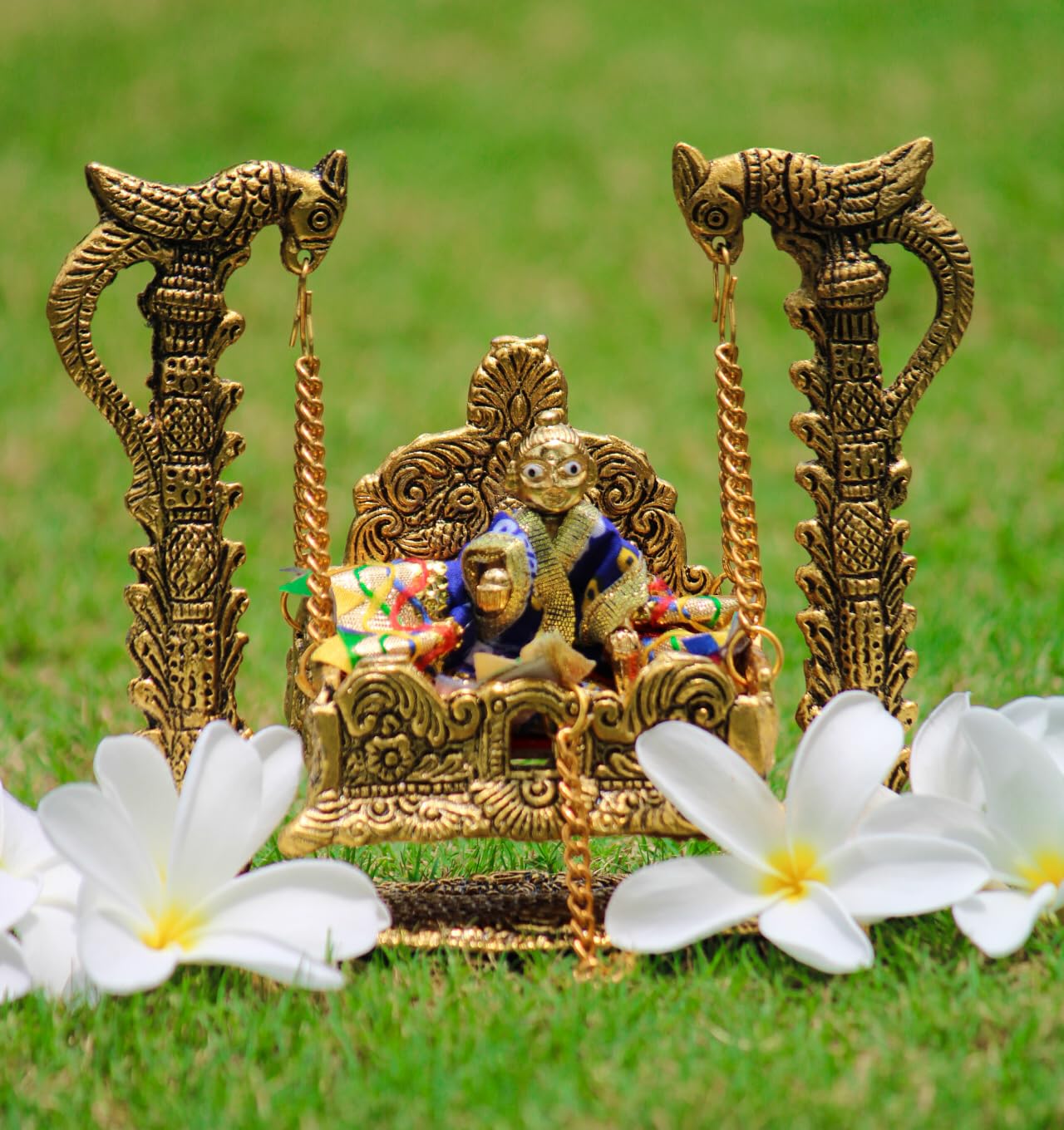 Buy Craft villa Metal Laddu Gopal with Jhula Singhasan | Bal Gopal with ...