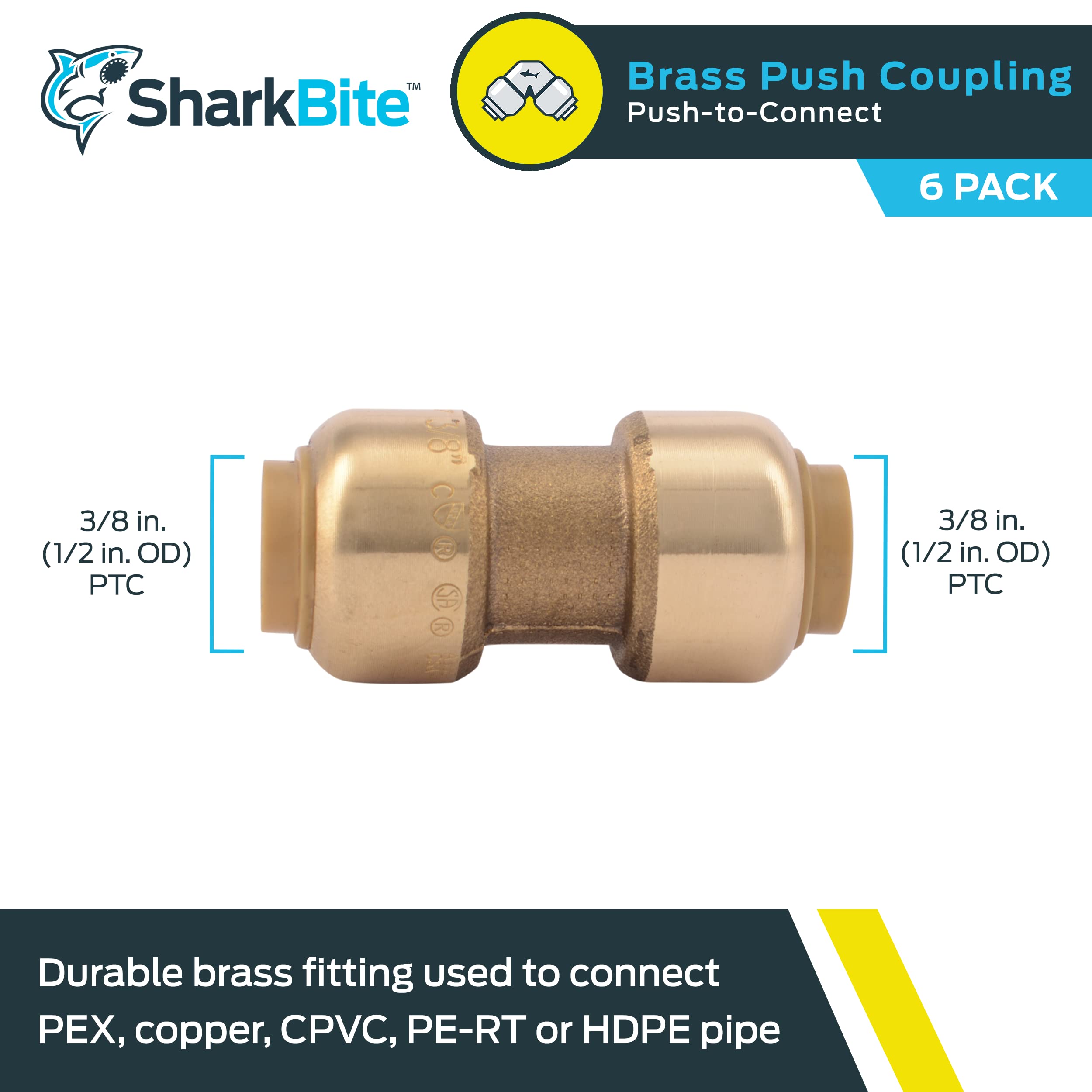 Lead-free Pipe Plug SharkBite 3/8" Brass Crimp Plug For PEX & PE-RT ...