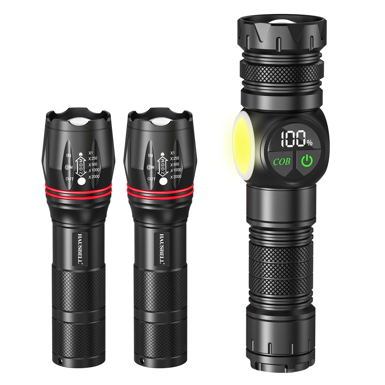 HAUSBELL High Lumen LED Flashlight Kit, Flashlight High Lumens for Home ...