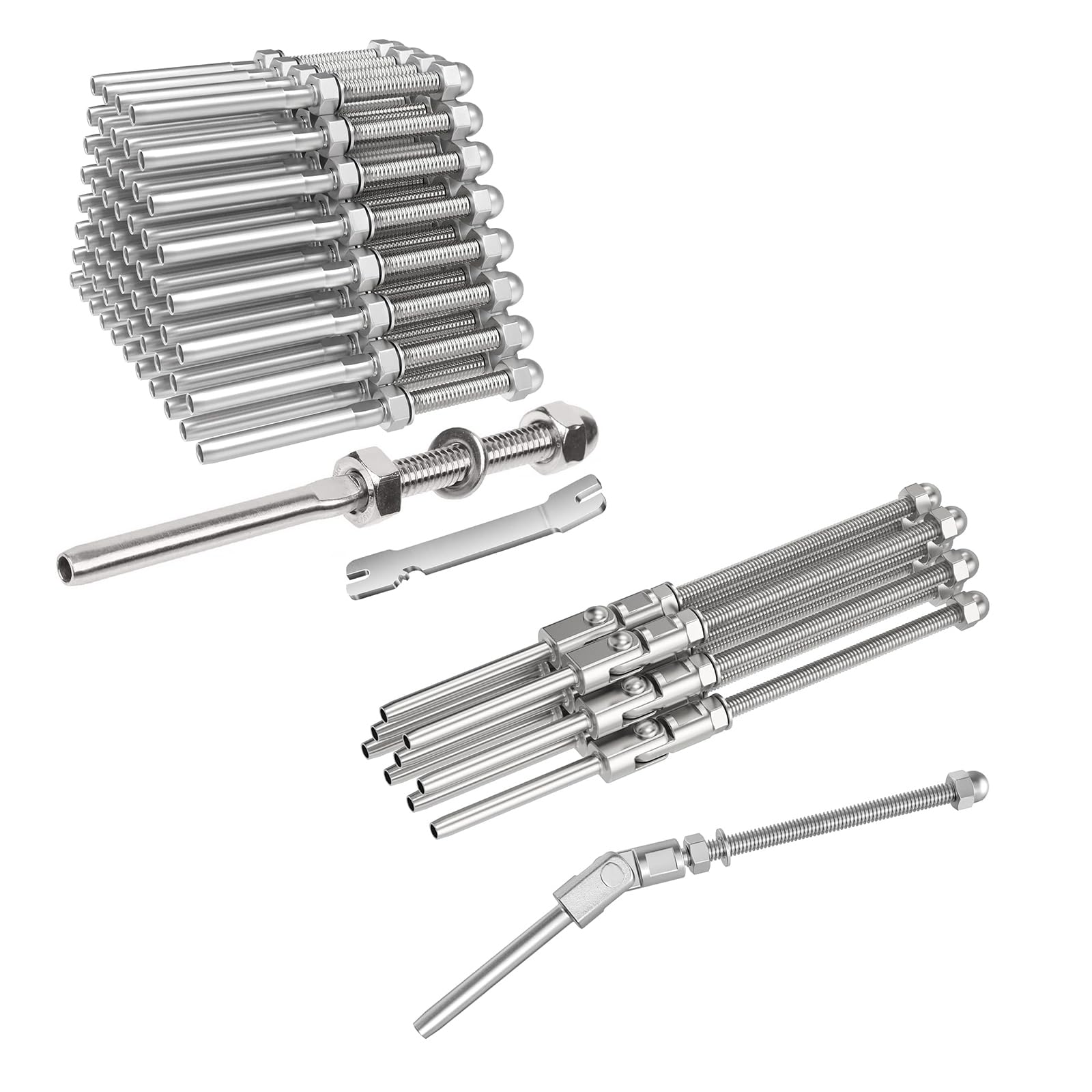 BLIKA 10 Pack 6" Long Angled Swage Threaded Stud and 50 Pack Cable ...