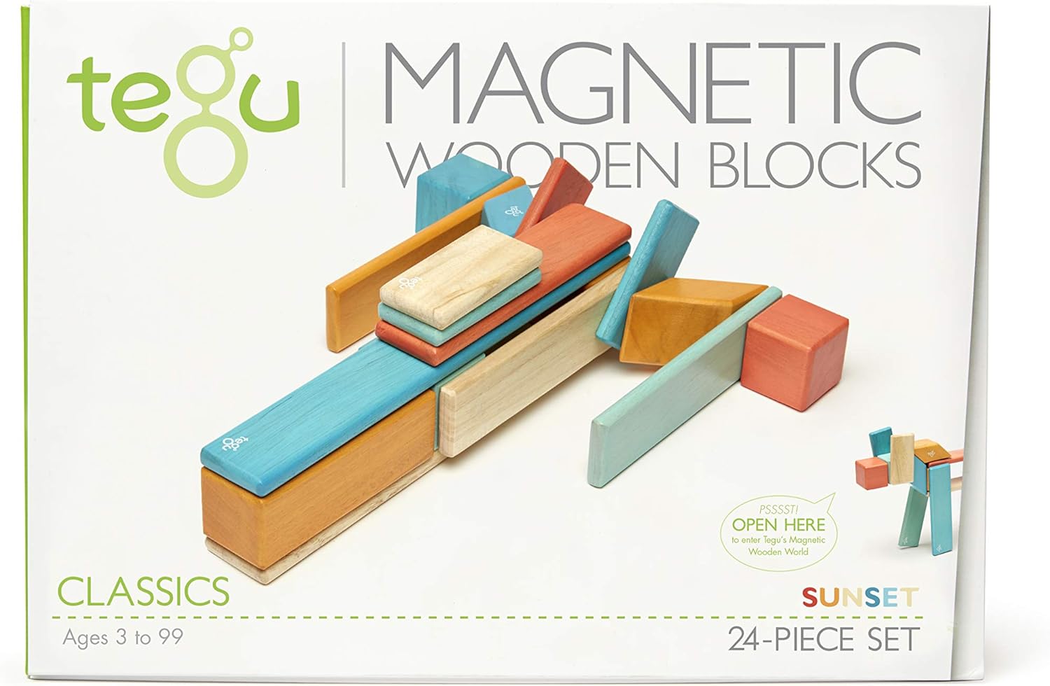 Amazon.com: 24 Piece Tegu Magnetic Wooden Block Set, Sunset, 1-99 years ...