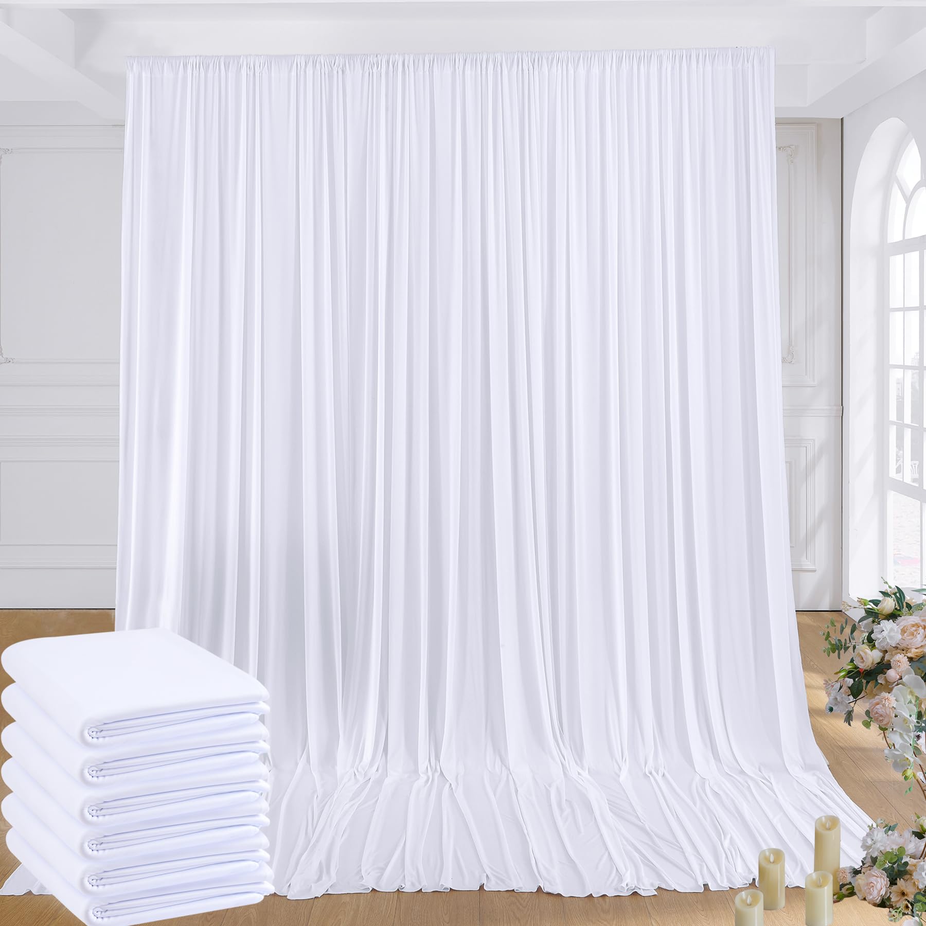 Amazon.com : 30ft x 8ft Wrinkle Free White Backdrop Curtains for ...