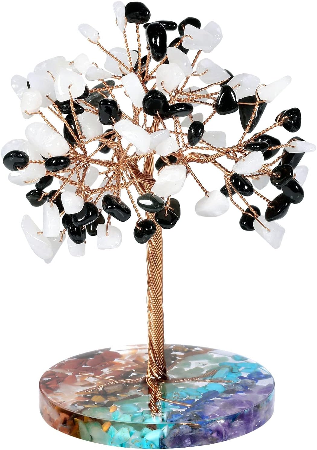 Amazon.com: Samtree White Jade & Black Obsidian Crystal Money Tree with ...