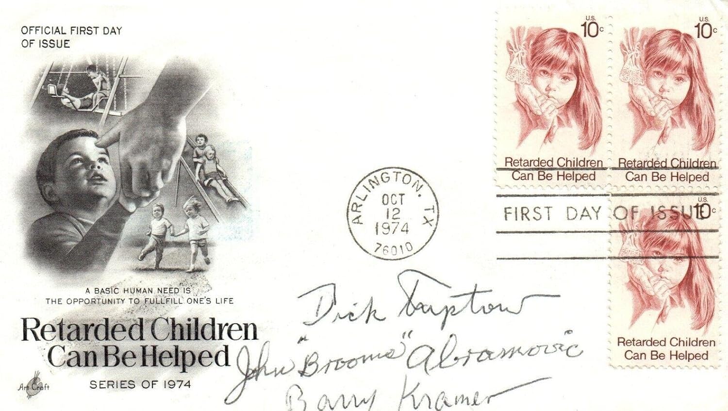 FDC Cachet Signed by Barry Kramer John Abramovic Dick Triptow with JSA ...