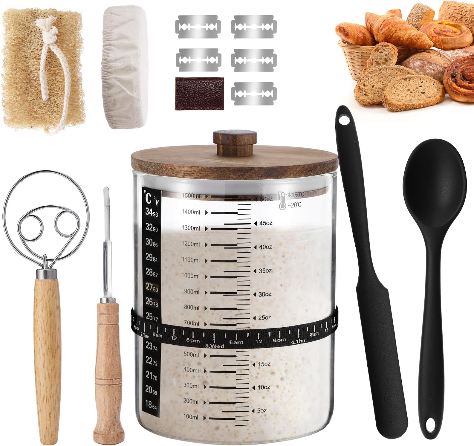 Amazon.com: Sourdough Bread Starter Kit - 50oz/1500ML Large Capacity ...