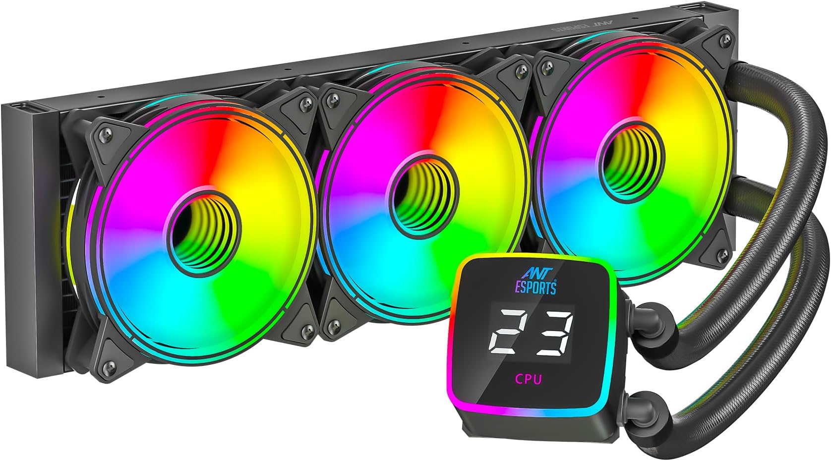 Ant Esports ICE Flow 360 ARGB 360mm ARGB Liquid Cooler/AIO with Display ...