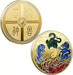 Amazon.com: Chinese Lucky Coin Ancient Mythical Creatures Commemorative ...