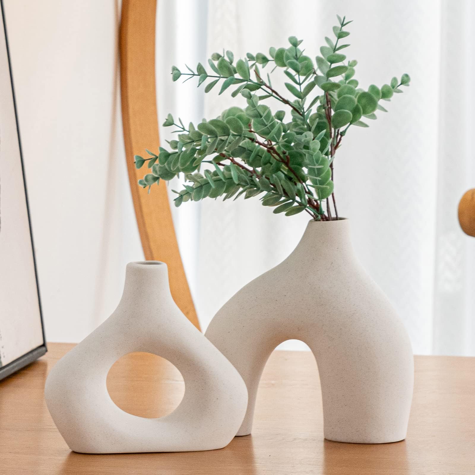 Amazon.com: Babuenen White Ceramic Vase Set 2 for Modern Home Decor ...