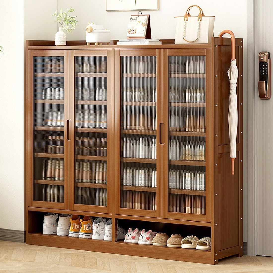 Amazon.com: TrueyEssence 7 Tiers Shoe Storage Cabinet, Bamboo Shoe Rack ...