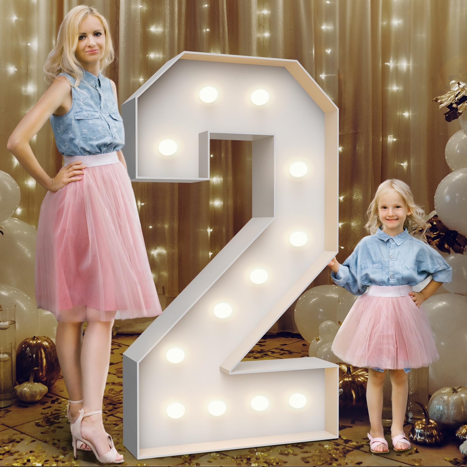 Amazon.com: 4FT Marquee Light Up Numbers 2,Party Decoration Large ...