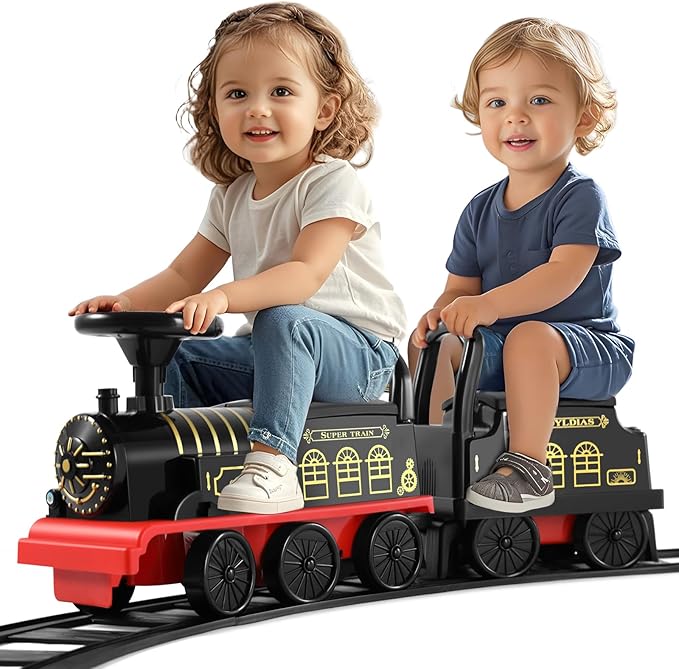 Amazon.com: JOYLDIAS Ride On Train with 16pcs Curved Tracks and ...