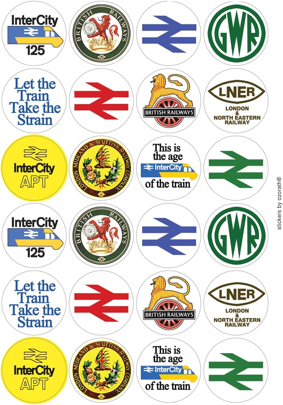 British Rail Railways Retro Logo Matt Paper Stickers A4 Sheet of 24 ...