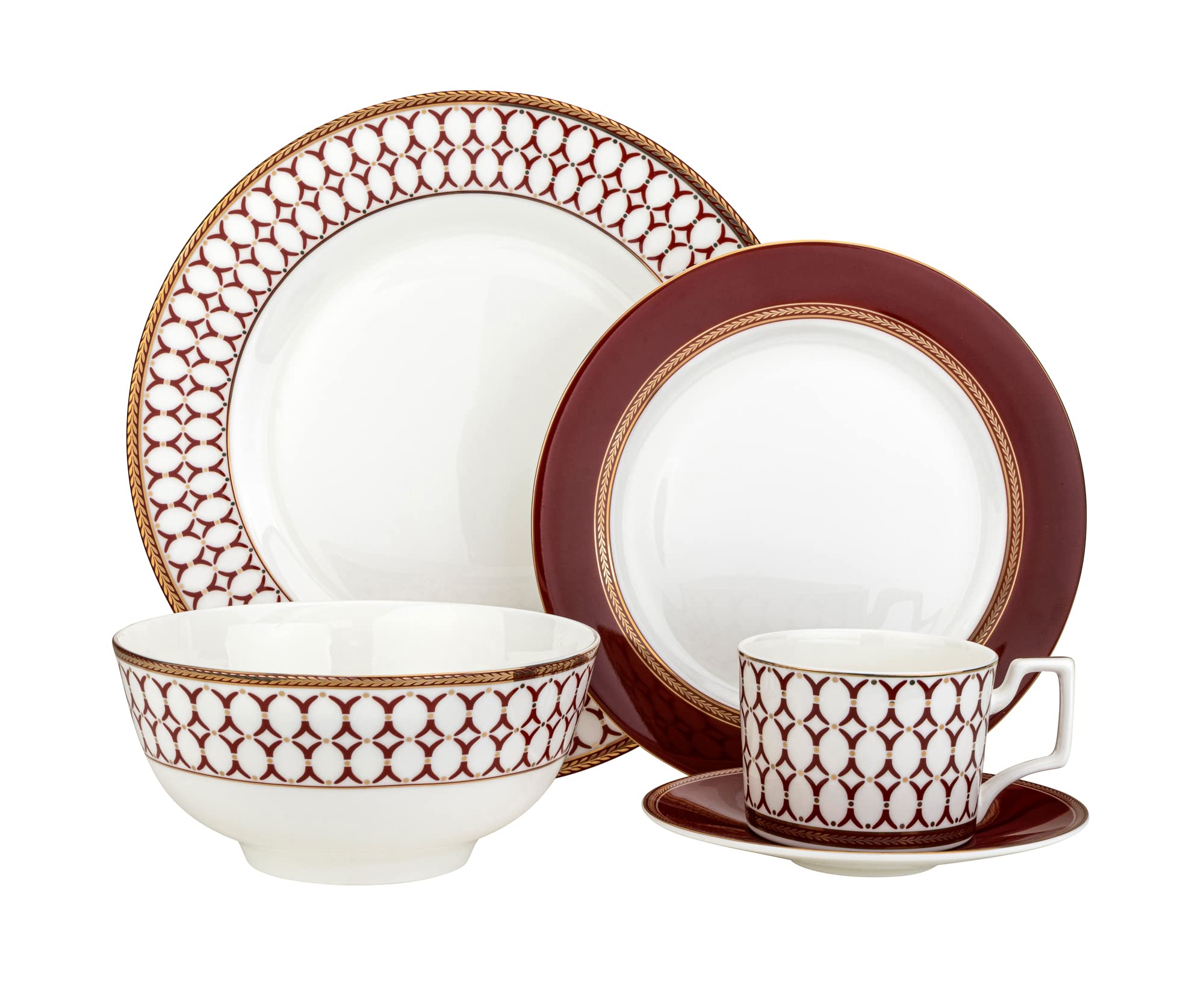 Amazon.com | 20 pcs Bone China Porcelain Dinnerware Set, Elegant Dinner Set, Service for 4 ...
