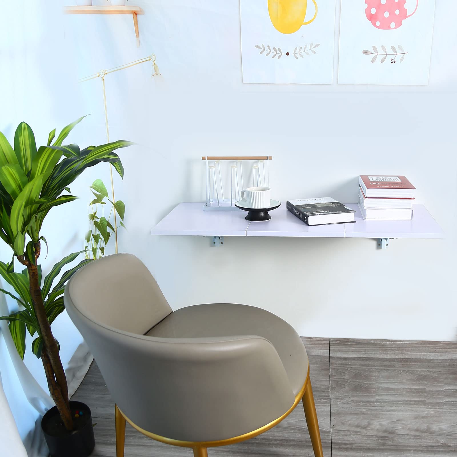 Zytty Folding Wall Desk, Wall Desk Fold Down Wall Mounted Desk for ...