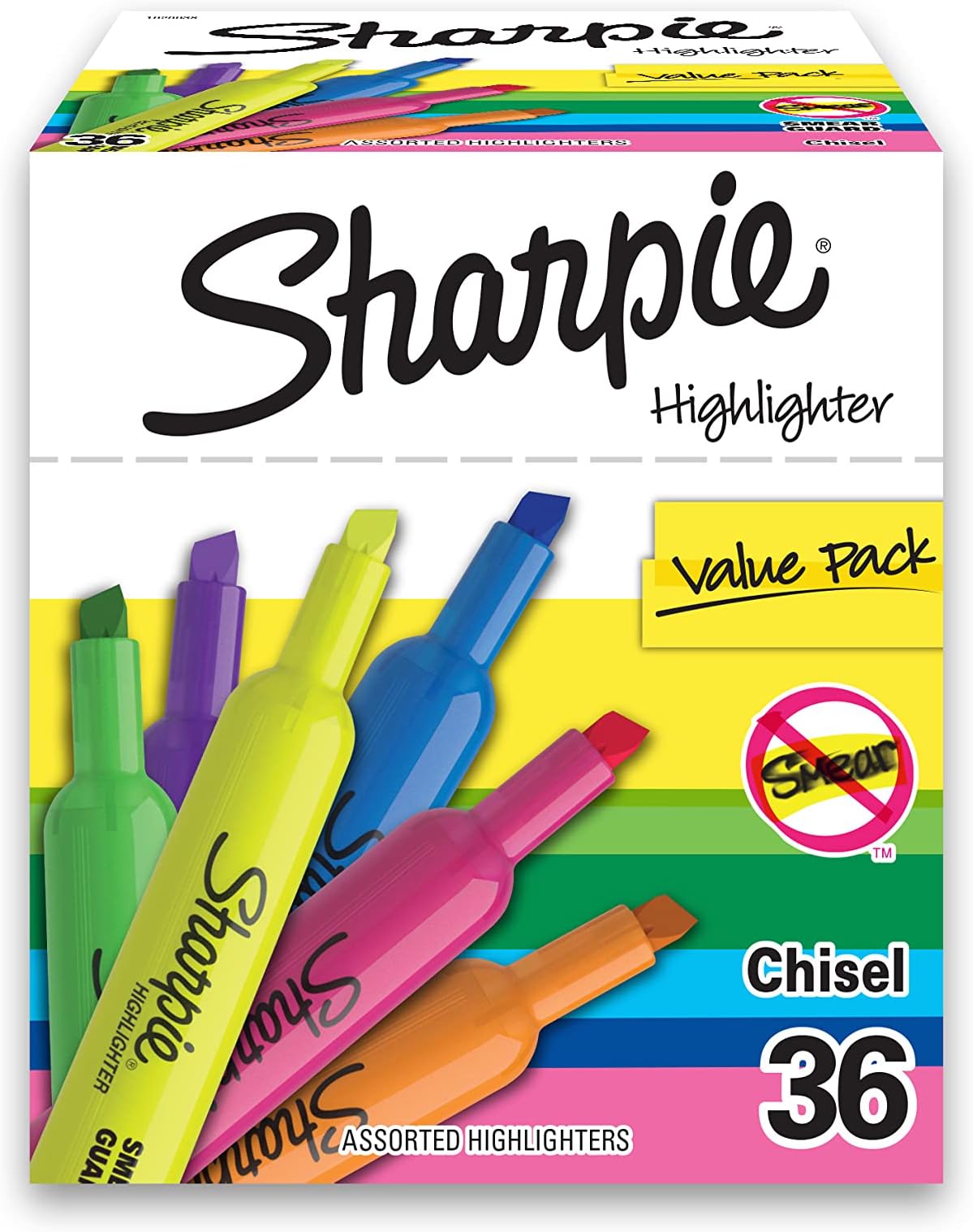 SHARPIE Tank Highlighters, Chisel Tip, Assorted Color Highlighters ...