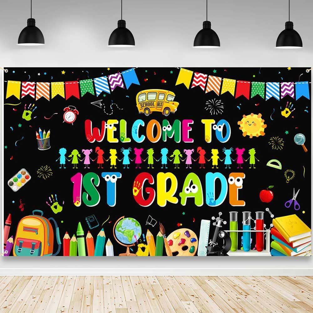 Amazon.com : AIBIIN Welcome to 1st Grade Backdrop First Day of School ...