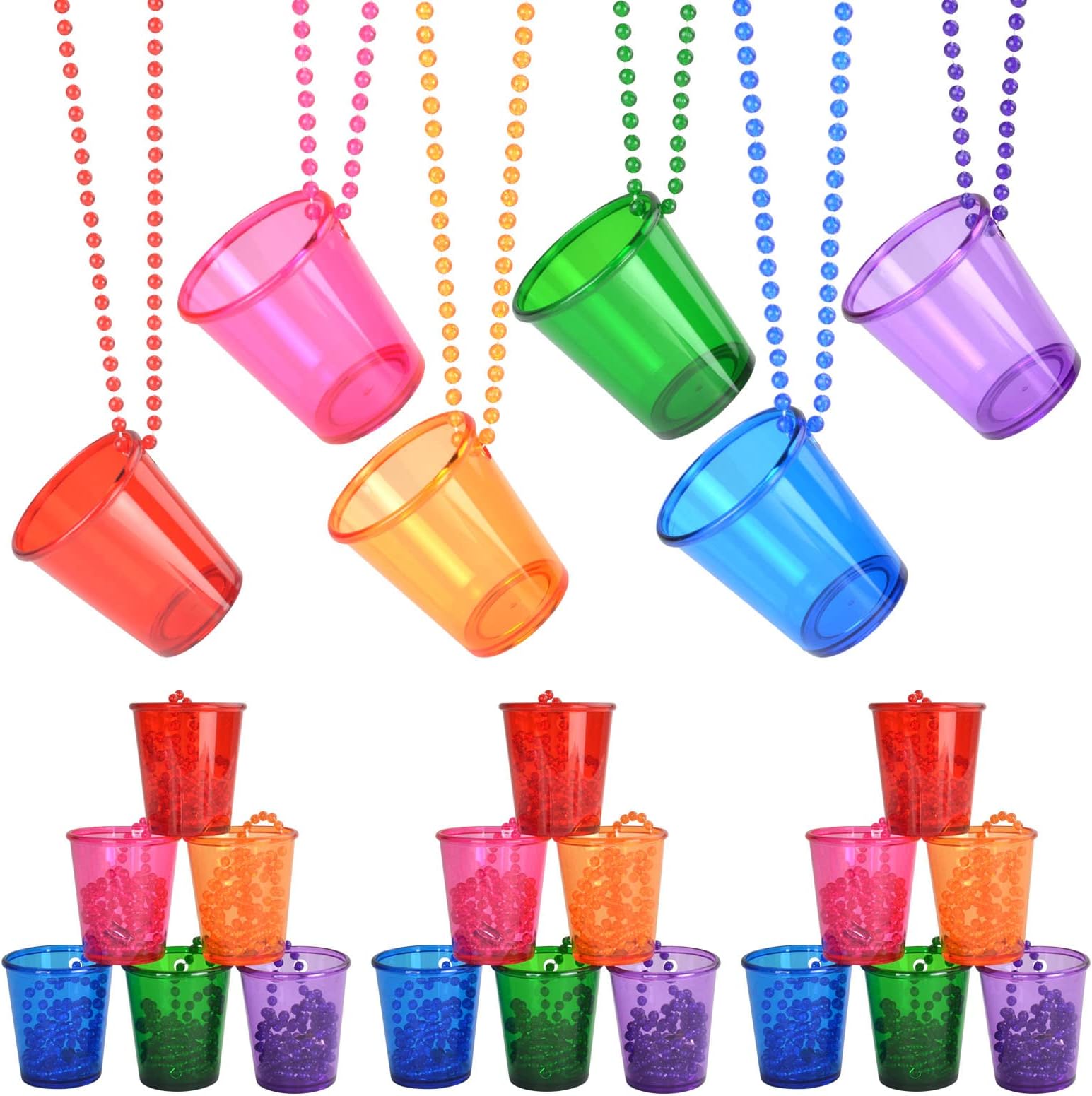 Amazon.com | FLASHCastle 24 Pieces Shot Glass on Beaded Necklace ...