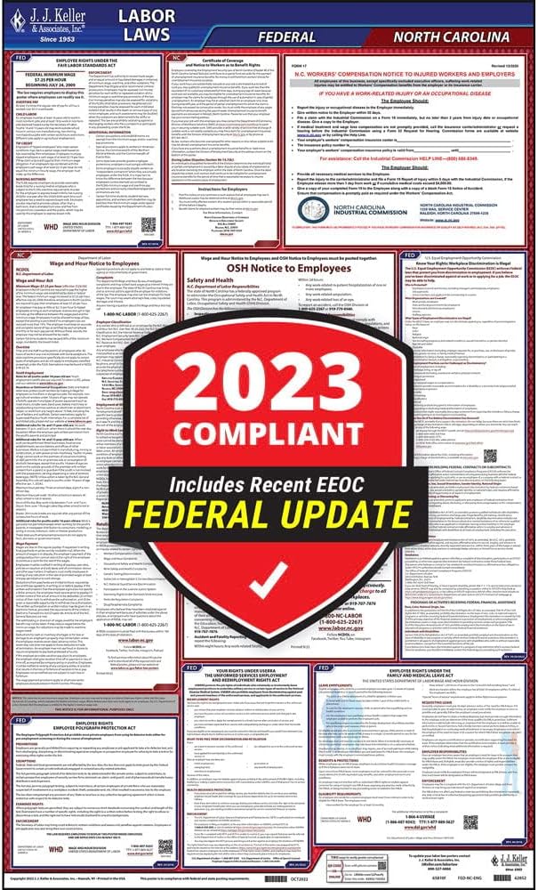 Amazon.com : 2023 North Carolina and Federal Labor Law Poster (English ...