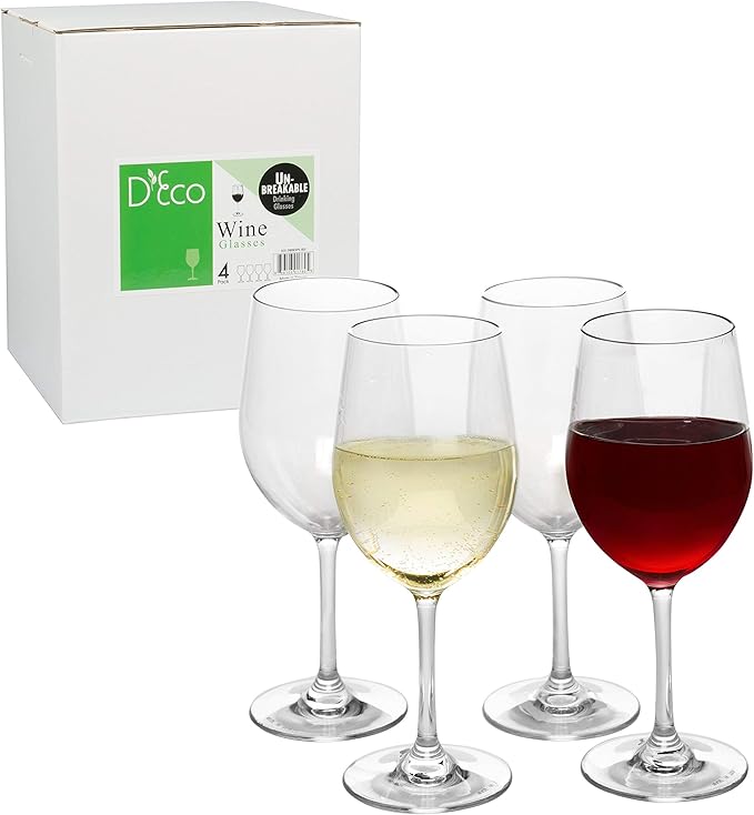 Amazon.com | Unbreakable Stemmed Wine Glasses, 12oz - 100% Tritan ...