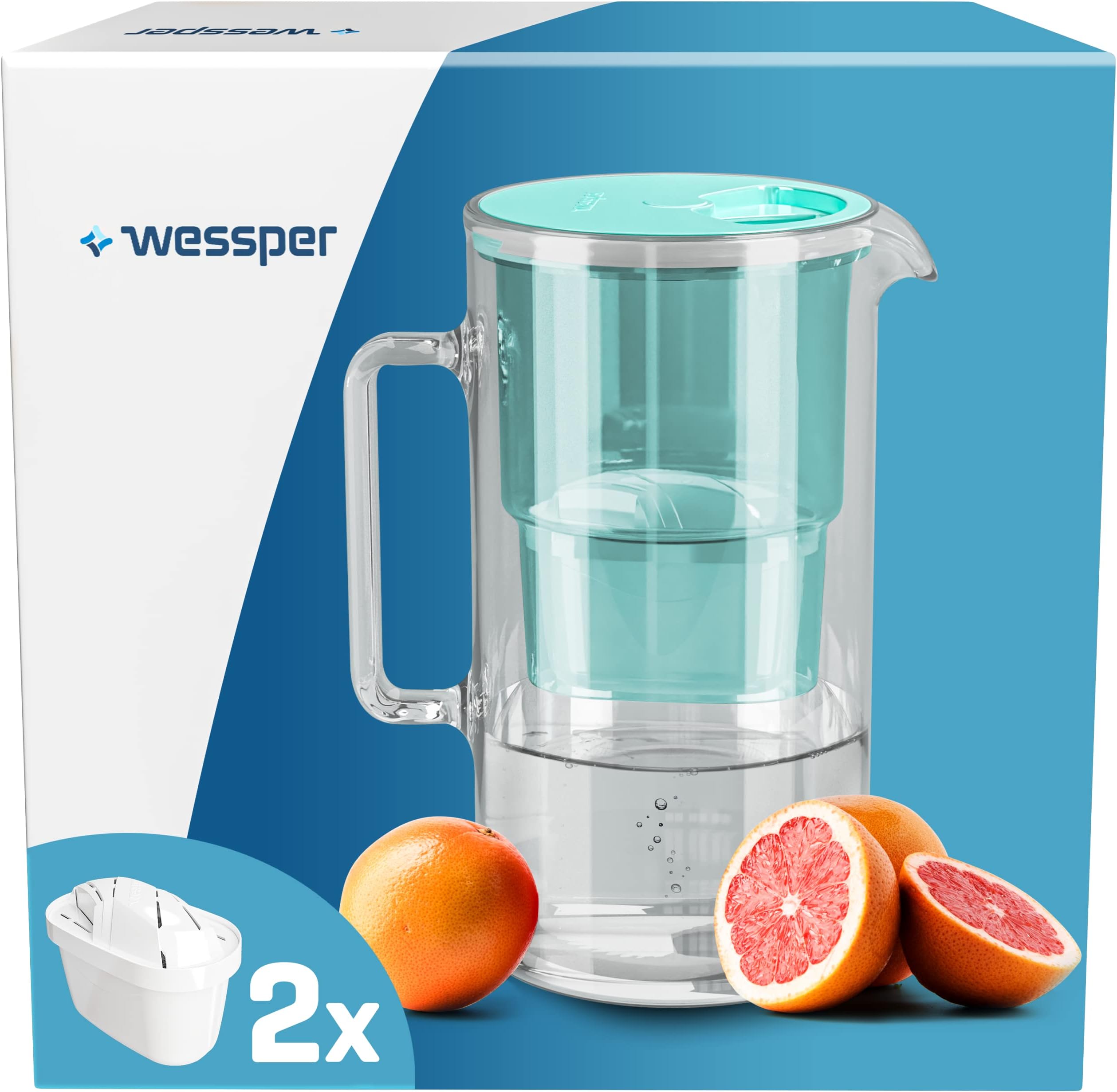 AQUAPHOR Glass White Water Filter Jug - Take to Table Premium Glass ...
