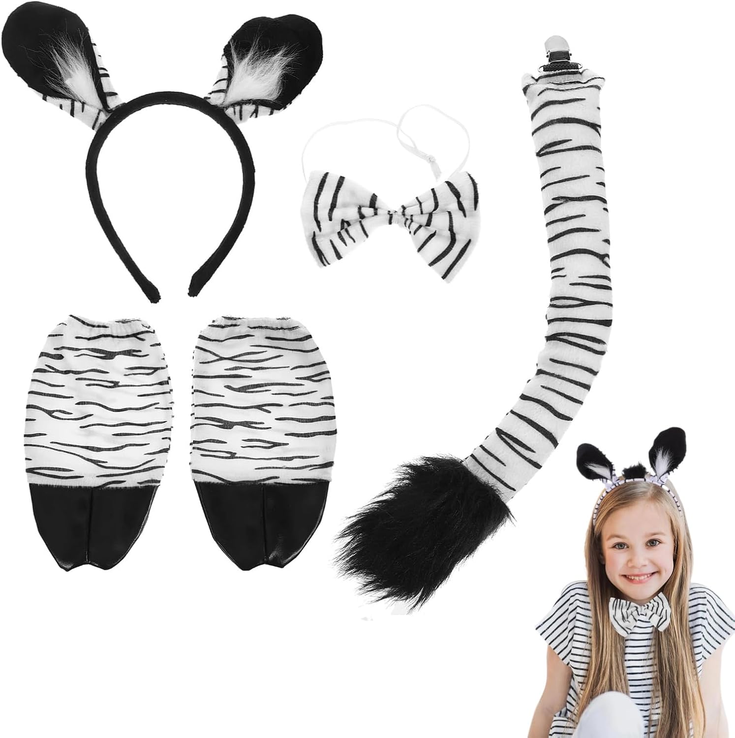 Amazon.com: JOINPAYA Zebra Costume Set for Kids: 4 Piece Zebra Ears ...