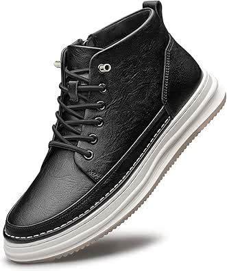 Amazon.com | SECHRITE Mens Elevator Boots Mid-top Invisible Height ...