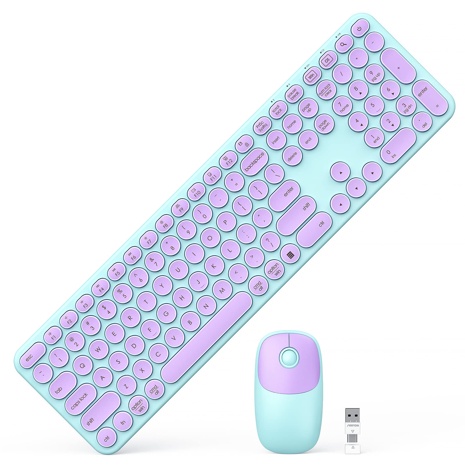 seenda Wireless Keyboard and Mouse, USB & Type C Keyboard Mouse Combo ...