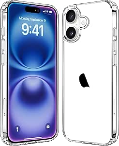 Amazon.com: JJGoo Compatiable with iPhone 16 Case Clear, Transparent Shockproof Phone Case for ...