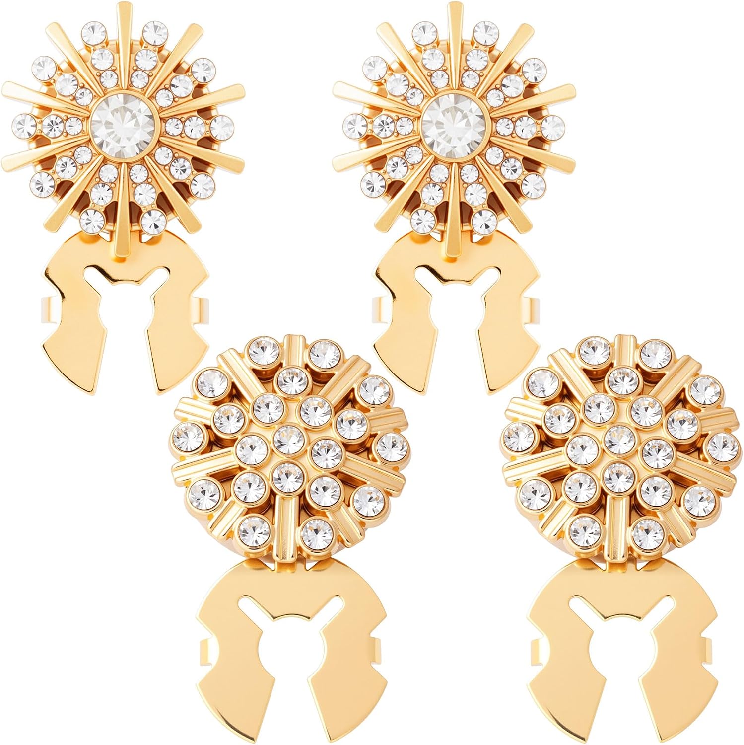 Amazon.com: SmallCat 4PCS Rhinestone Button Covers, 2 Styles Gold ...