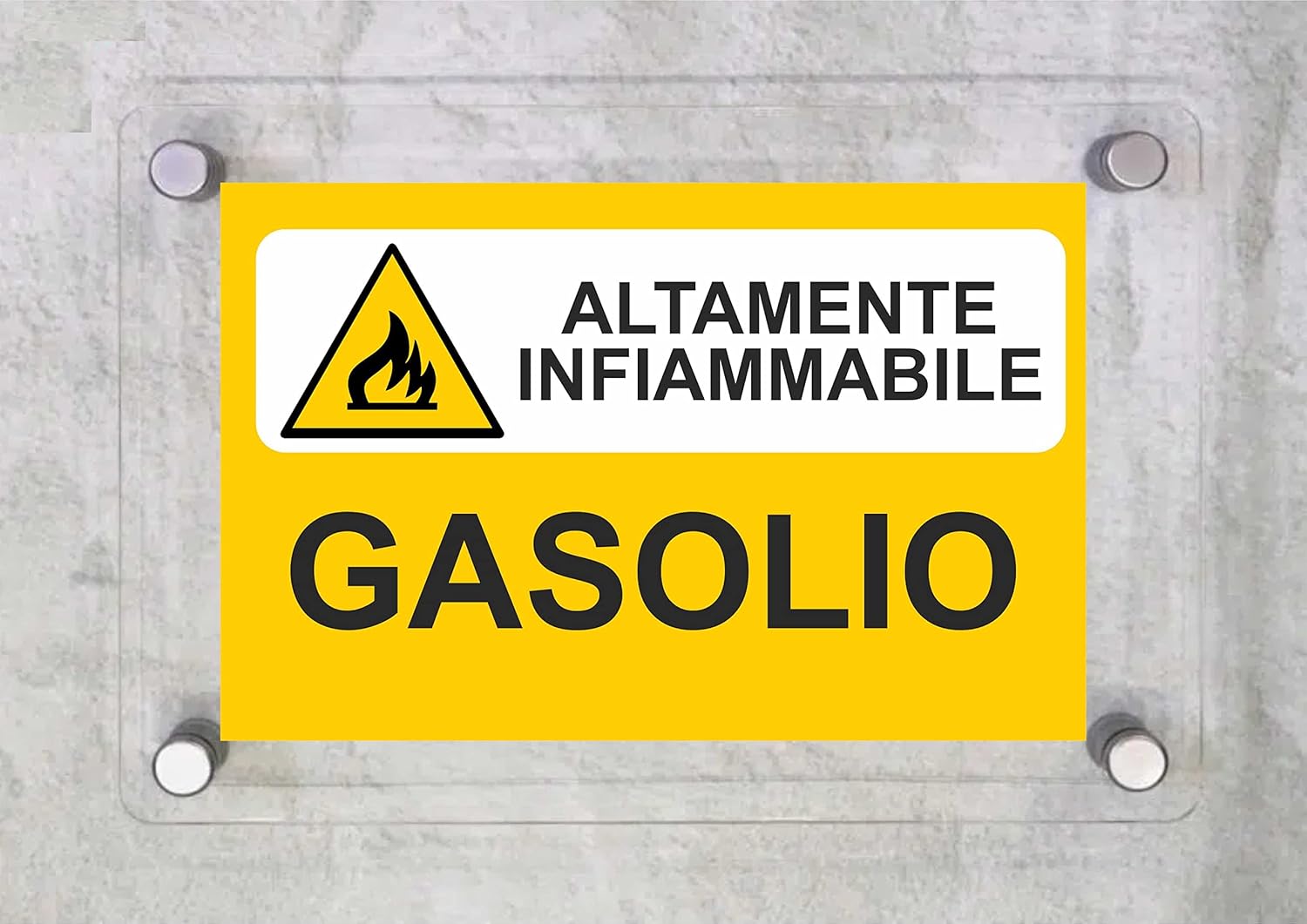 CARTELLO IN PLEXIGLASS SEGNALETICO - gasolio attenzione infiammabile ...