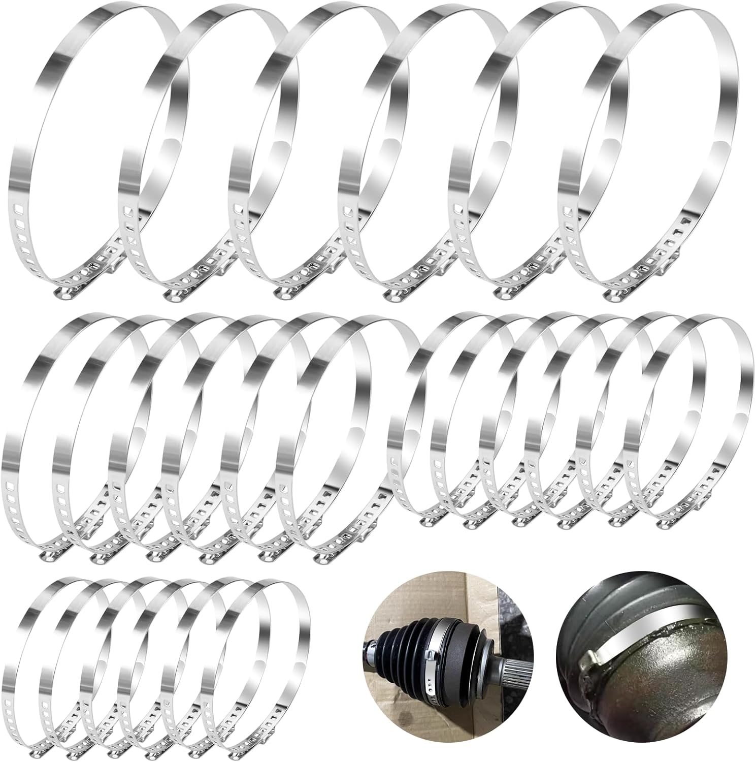 24 Pezzi Fascette Stringitubo in Acciaio Inox,10-90mm Fascette ...